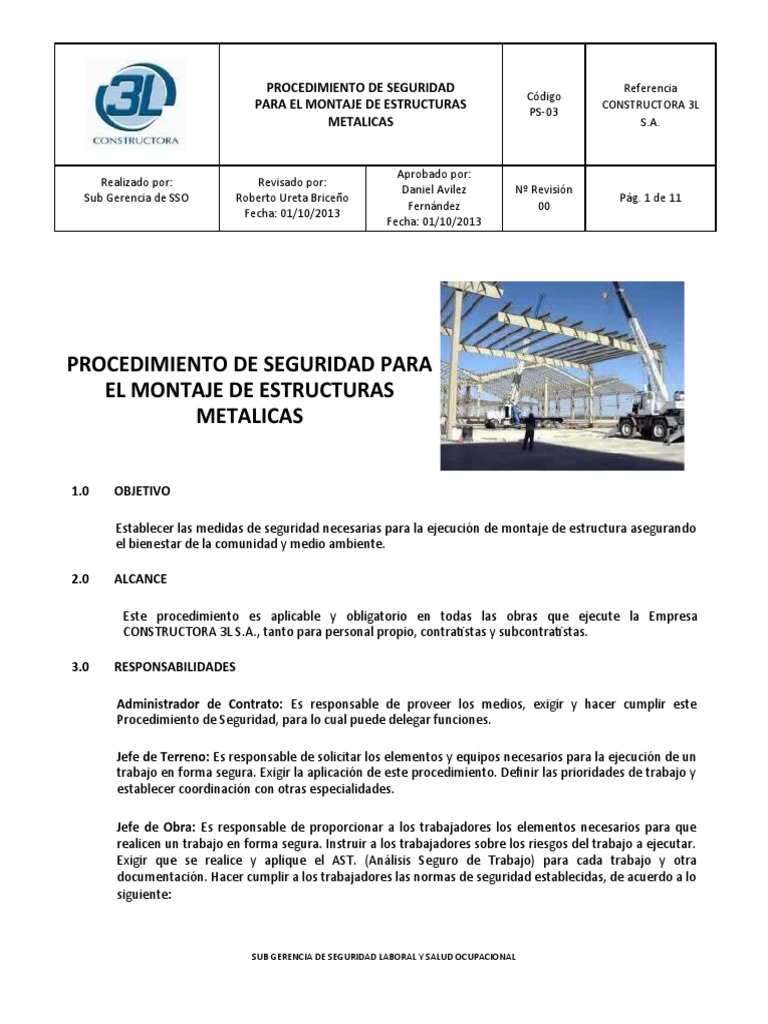 PS-003 - Procedimiento de Seguridad para El Montaje de Estructuras ...
