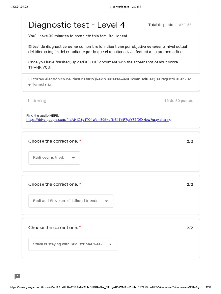 Diagnostic Test - Level 4 | PDF | Bride