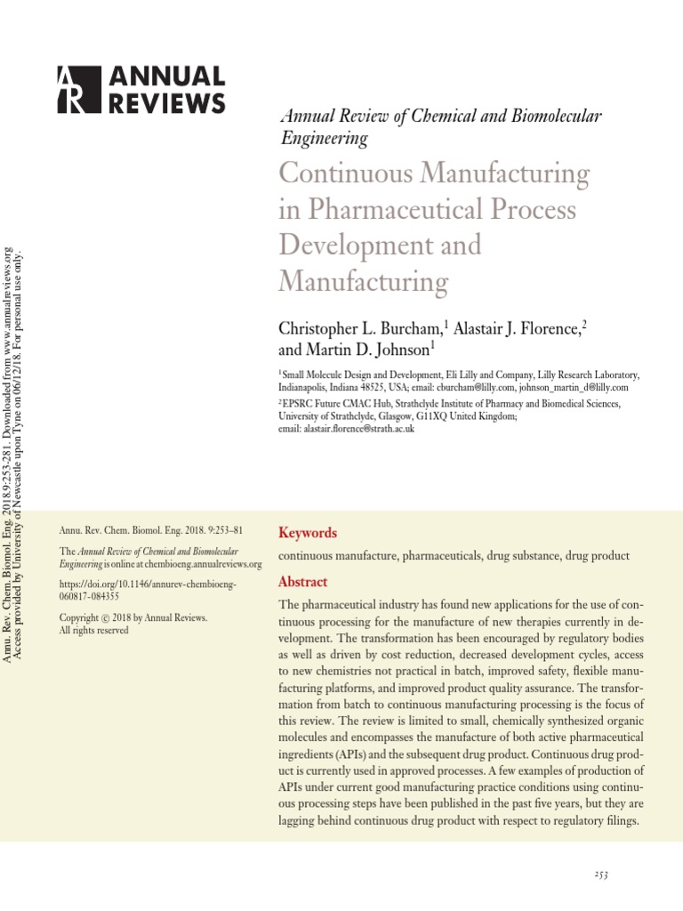 Continuous Manufacturing in Pharmaceutical Process Development and ...