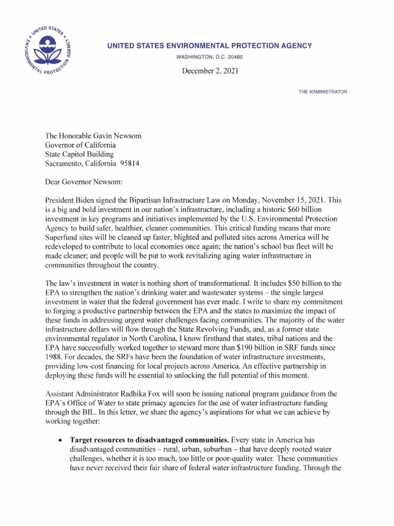 EPA Letter To California Gov. Gavin Newsom | PDF | United States ...