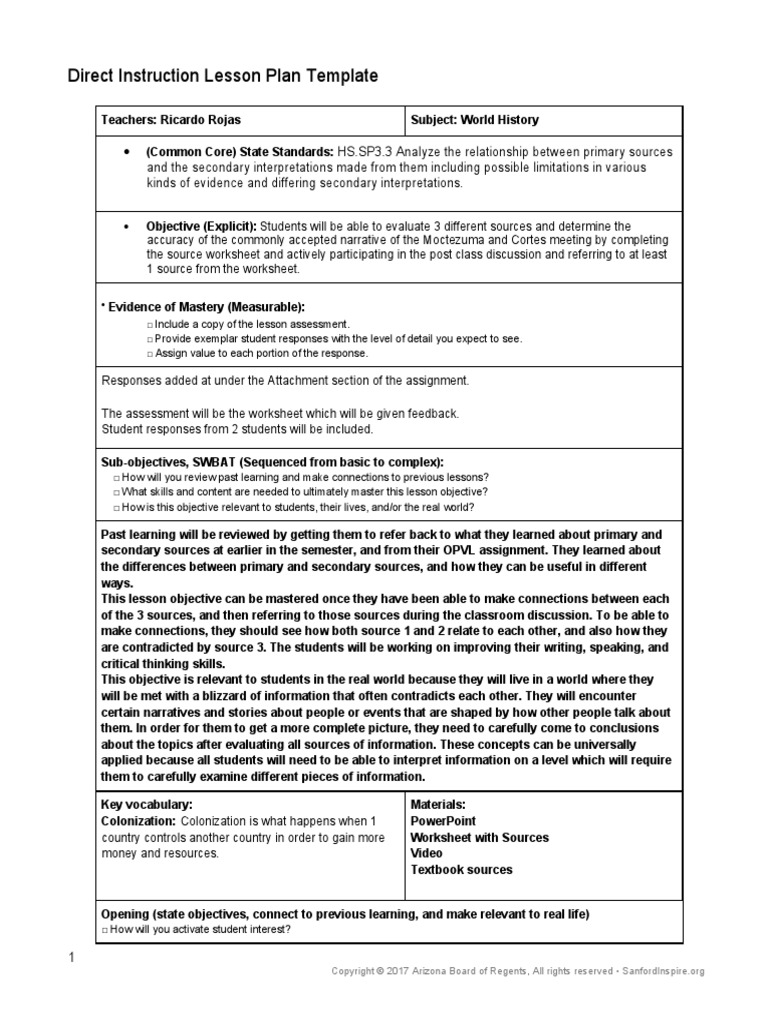 Spe 417 Signature Assignment Lesson Plan | Download Free PDF | Hernán ...