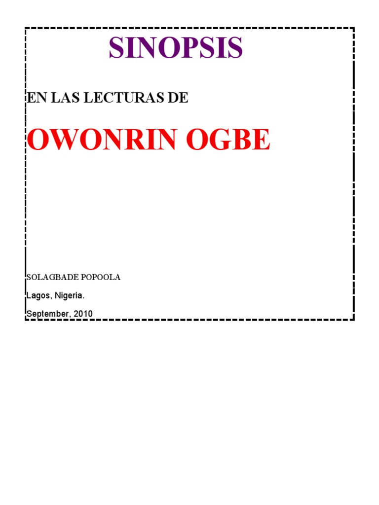 Owonrin Ogbe Owonrin Sogbe Owonrin Sorogbe | PDF