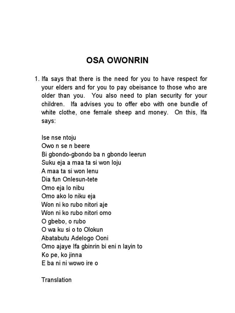 Osa Owonrin | Download Free PDF | Santería
