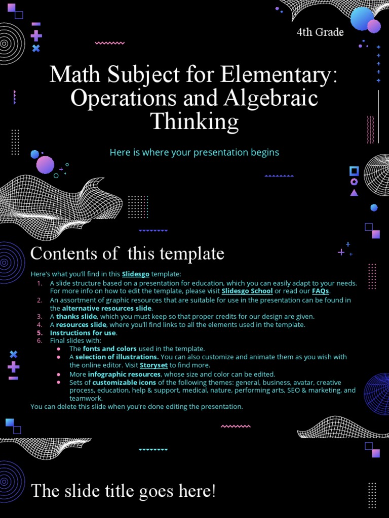 Math Subject For Elementary - 4th Grade - Operations and Algebraic ...