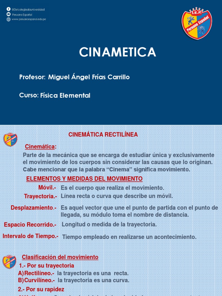 3°-Cinematica - Teoria | PDF | Cinemática | Velocidad