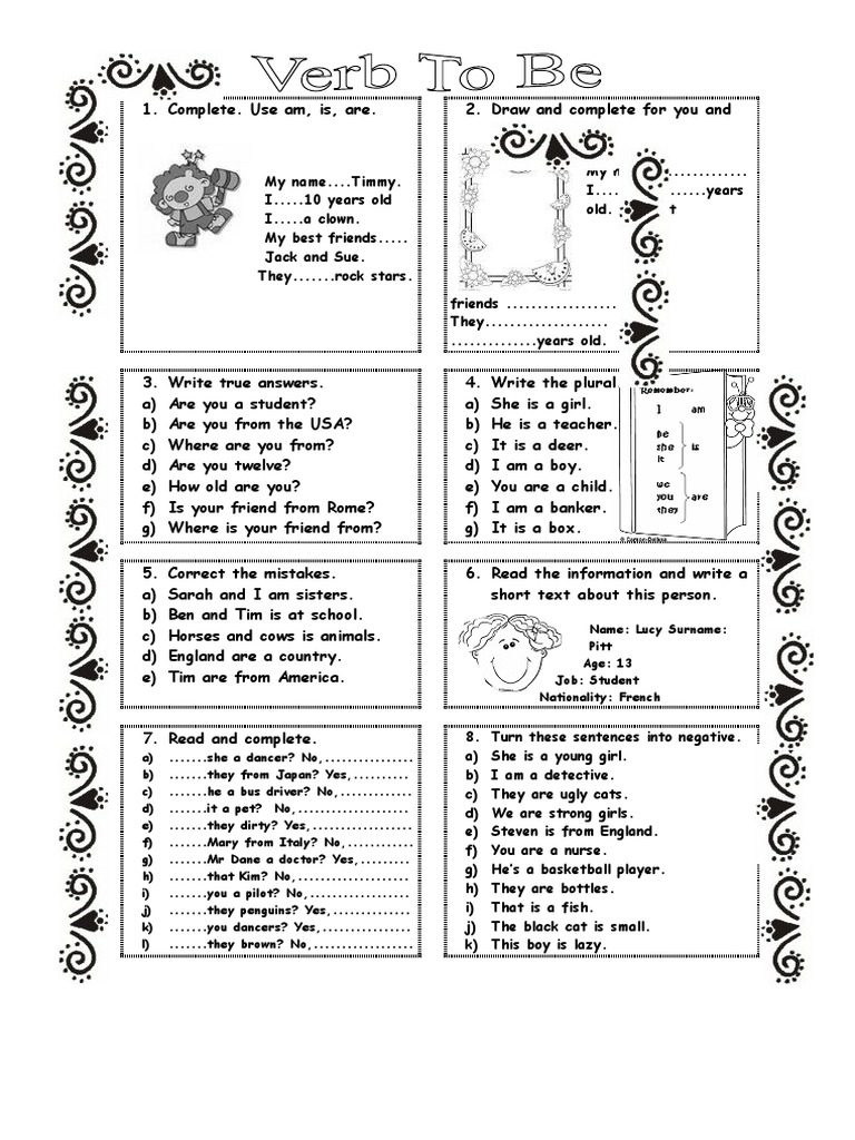 Verb To Be Practice Fun Activities Games 415 Pdf Linguistics