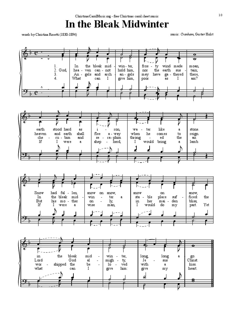 In The Bleak Midwinter Voice, Satb - Voice, Satb - 1 | PDF ...