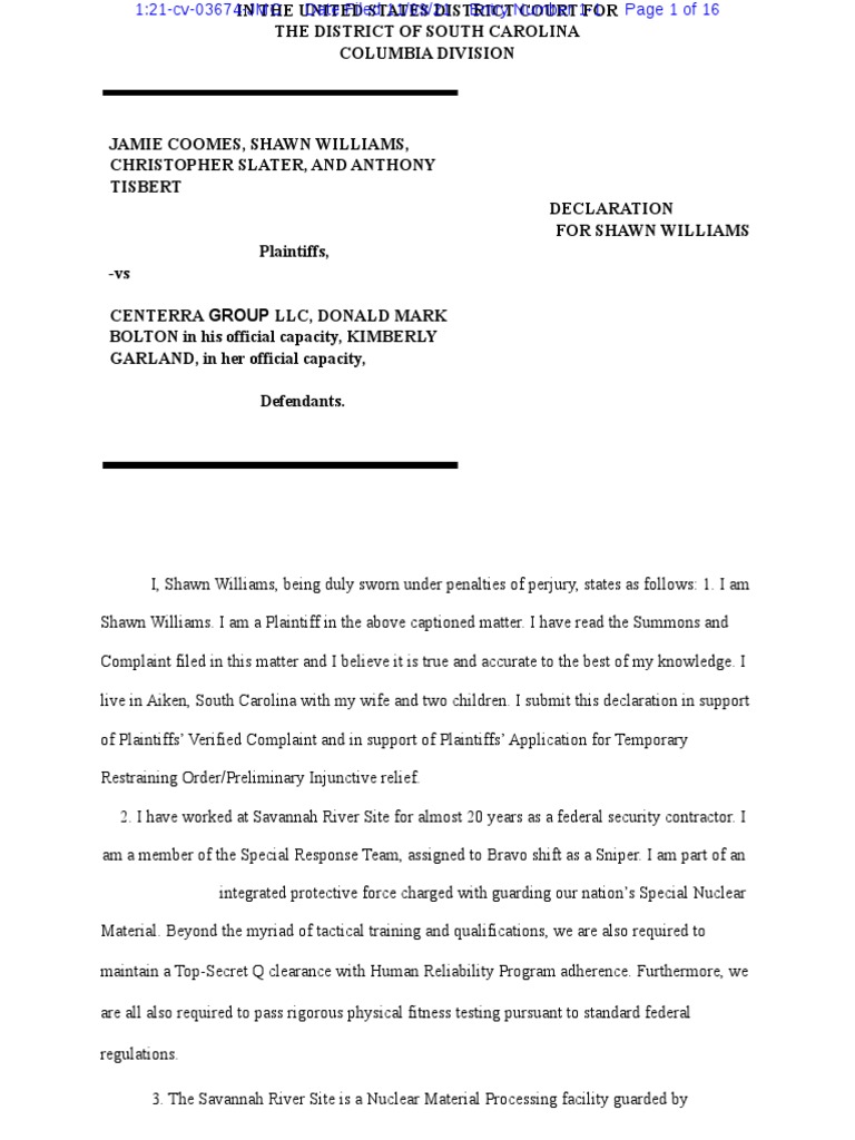 1:21-cv-03674 Coomes, Williams, Slater & Tisbert vs. Centerra Group ...