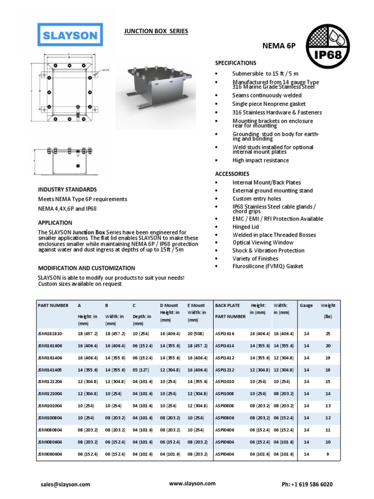 Nema 6P: Junction Box Series | Download Free PDF | Manufactured Goods ...