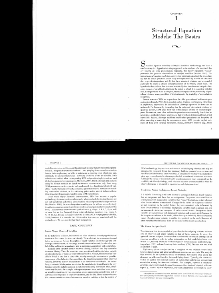 Basics of Structural Equation Modeling | PDF | Structural Equation ...