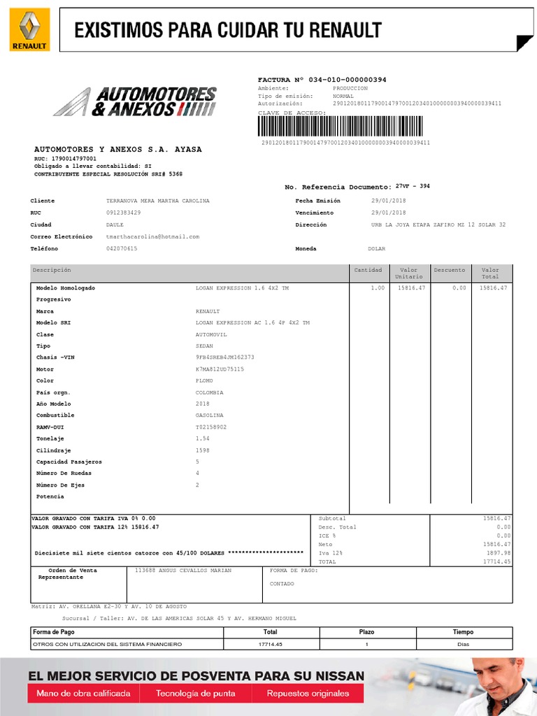 Factura | PDF | Industria automotriz | Vehículos terrestres