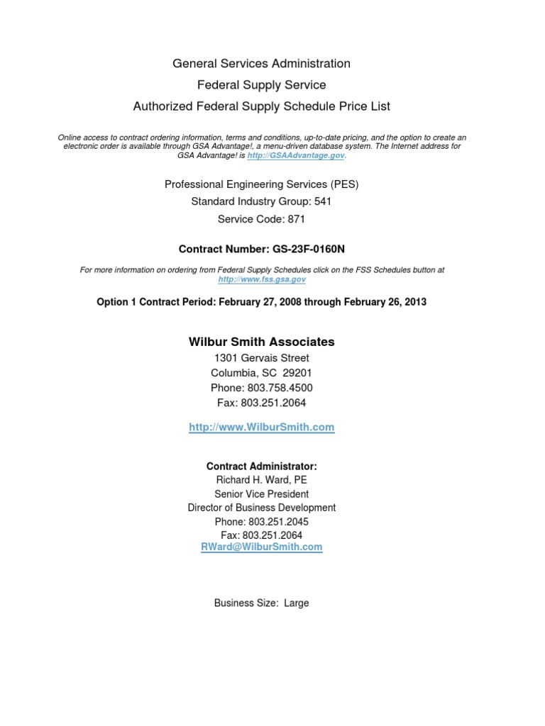GSA Price List: Wilbur Smith Engineering Services | PDF | Urban ...
