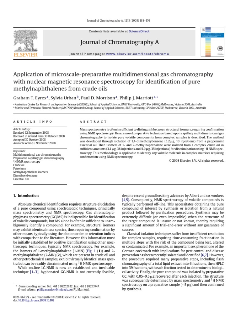 Journal of Chromatography A | PDF | Gas Chromatography | Chromatography