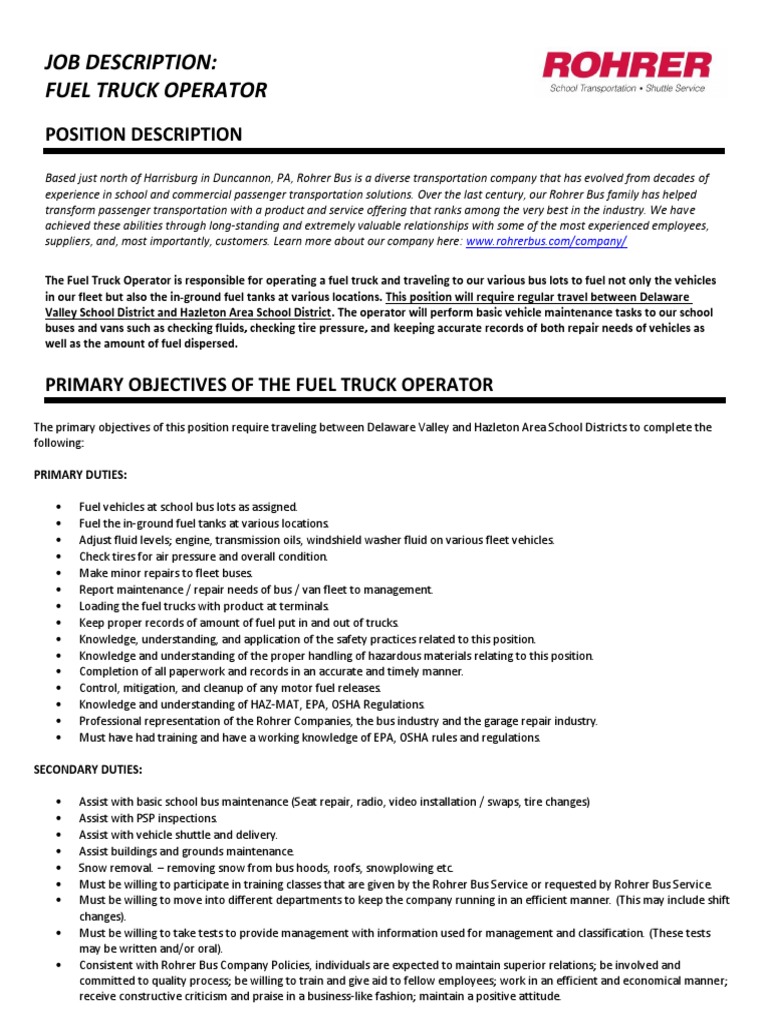 Fuel Truck Operator Needed | PDF | Truck | Vehicles