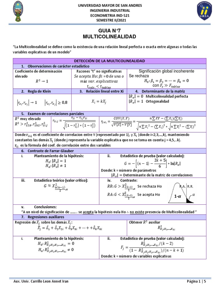 Guia 7 | PDF | Multicolinealidad | Econometría