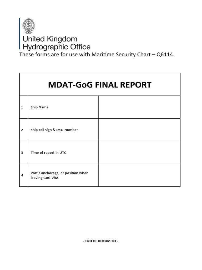 Mdat-Gog Final Report: These Forms Are For Use With Maritime Security ...