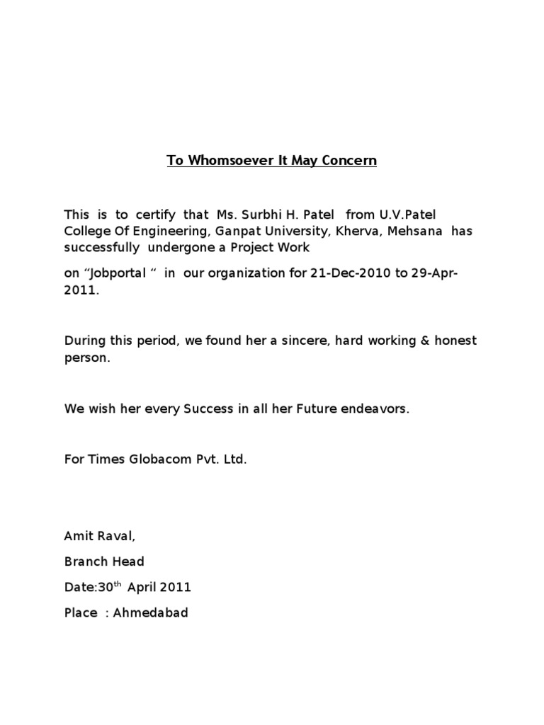 To Whomsoever It May Concern | PDF