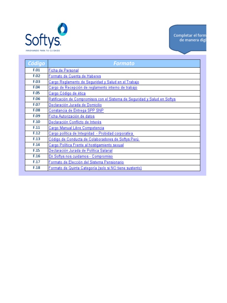 Código Formato: F.01 F.02 F.03 F.04 F.05 F.06 F.07 F.08 F.09 F.10 F.11 ...