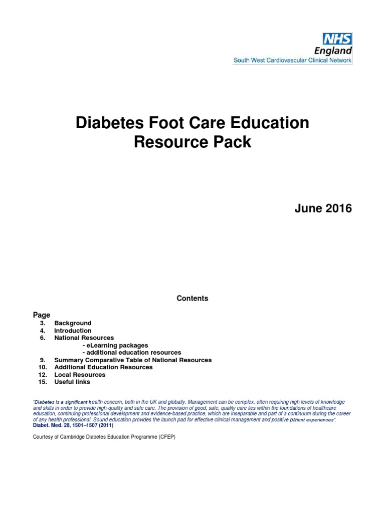 Diabetes Foot Care Education Resource Pack: June 2016 | PDF | Health ...