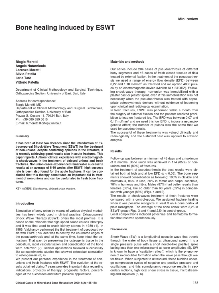 Bone Healing Induced by ESWT | PDF | Bone | Radiography