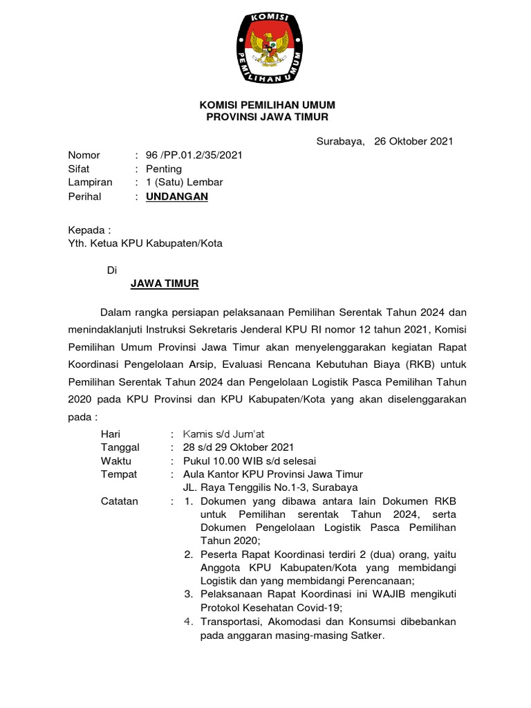 Undangan Rakor Logistik | PDF