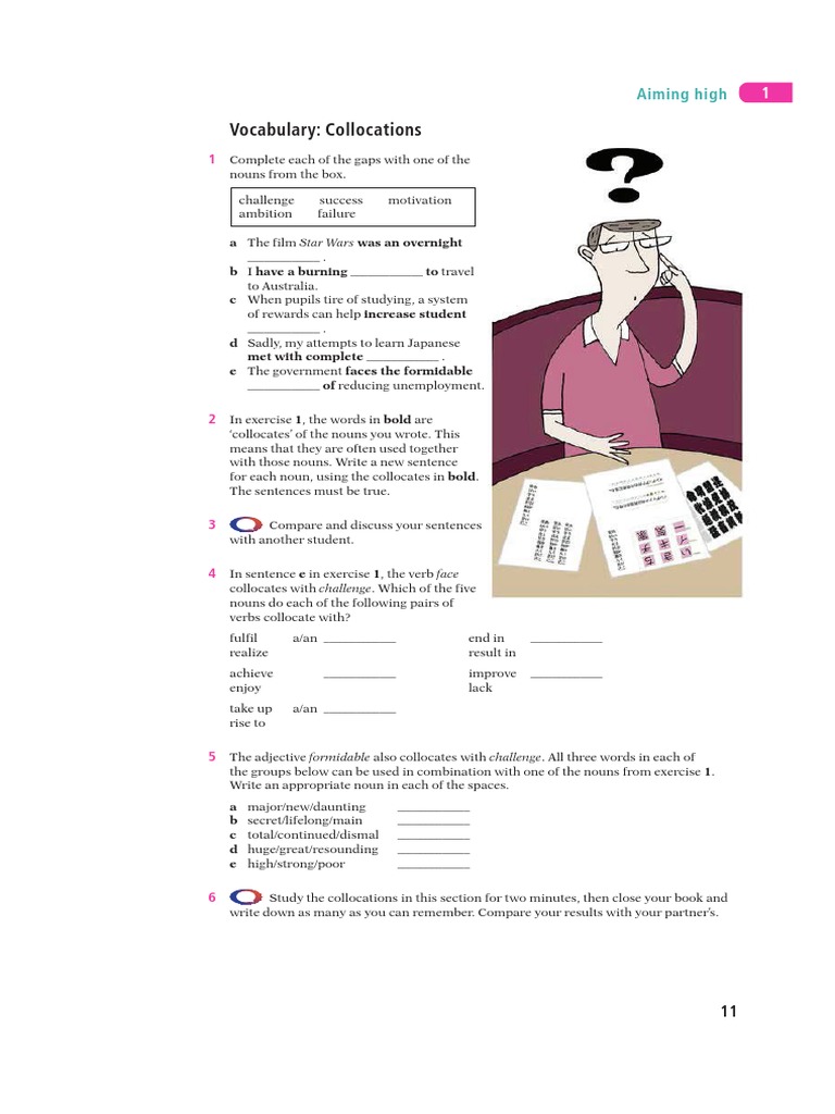 Vocabulary: Collocations: Aiming High | PDF | Noun | Verb
