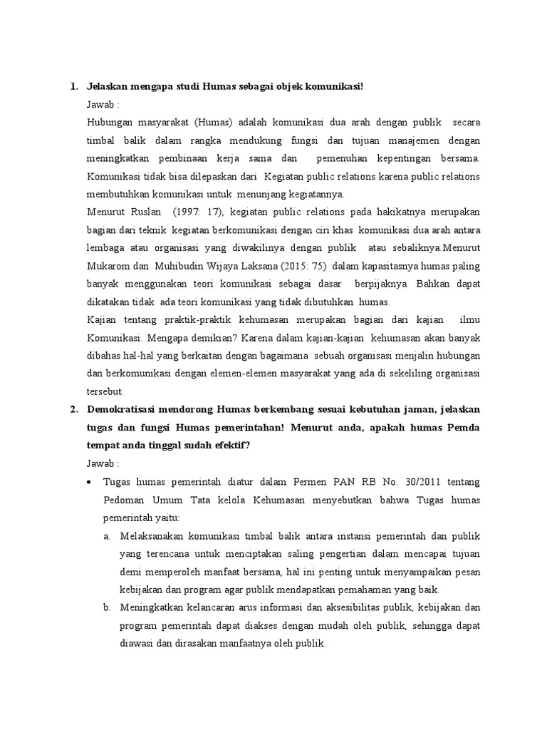 Tugas Matkul Humas | PDF