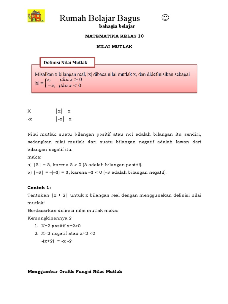 Nilai Mutlak Matematika Kelas 10 | PDF