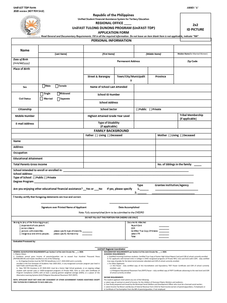 Republic of The Philippines Regional Office - Unifast Tulong Dunong ...