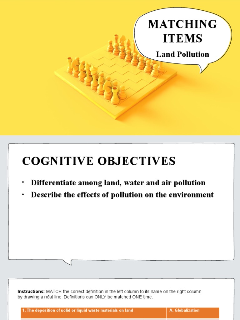 Land Pollution Matching Activity | PDF