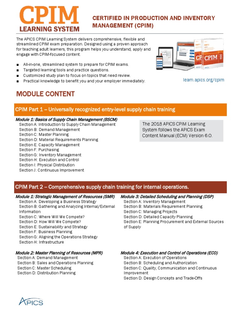 CPIM LS Module Content R | PDF | Supply Chain Management | Supply Chain