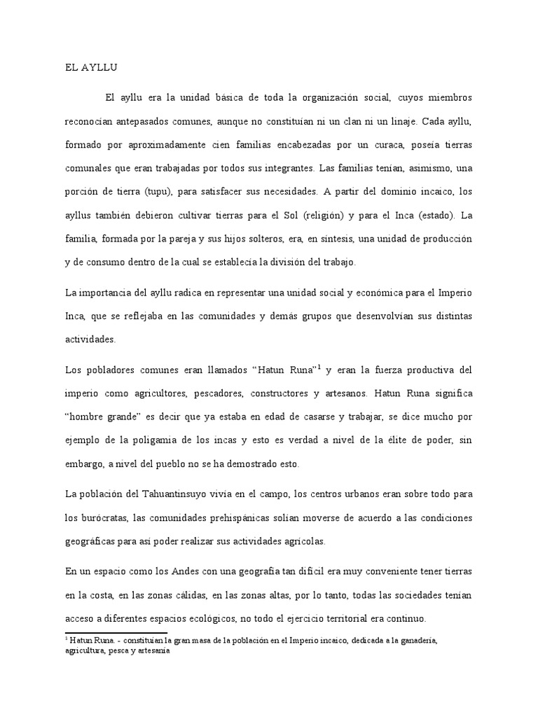 El Ayllu | PDF | Imperio Inca | Pueblos Indígenas de las Américas