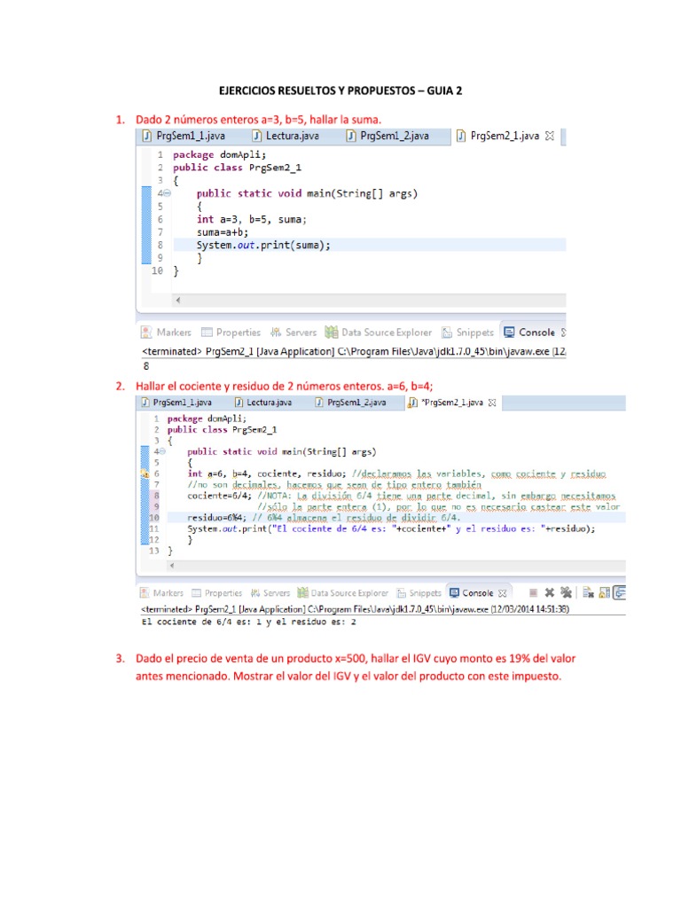Ejercicios Resueltos y Propuestos Guia Parte01 | PDF