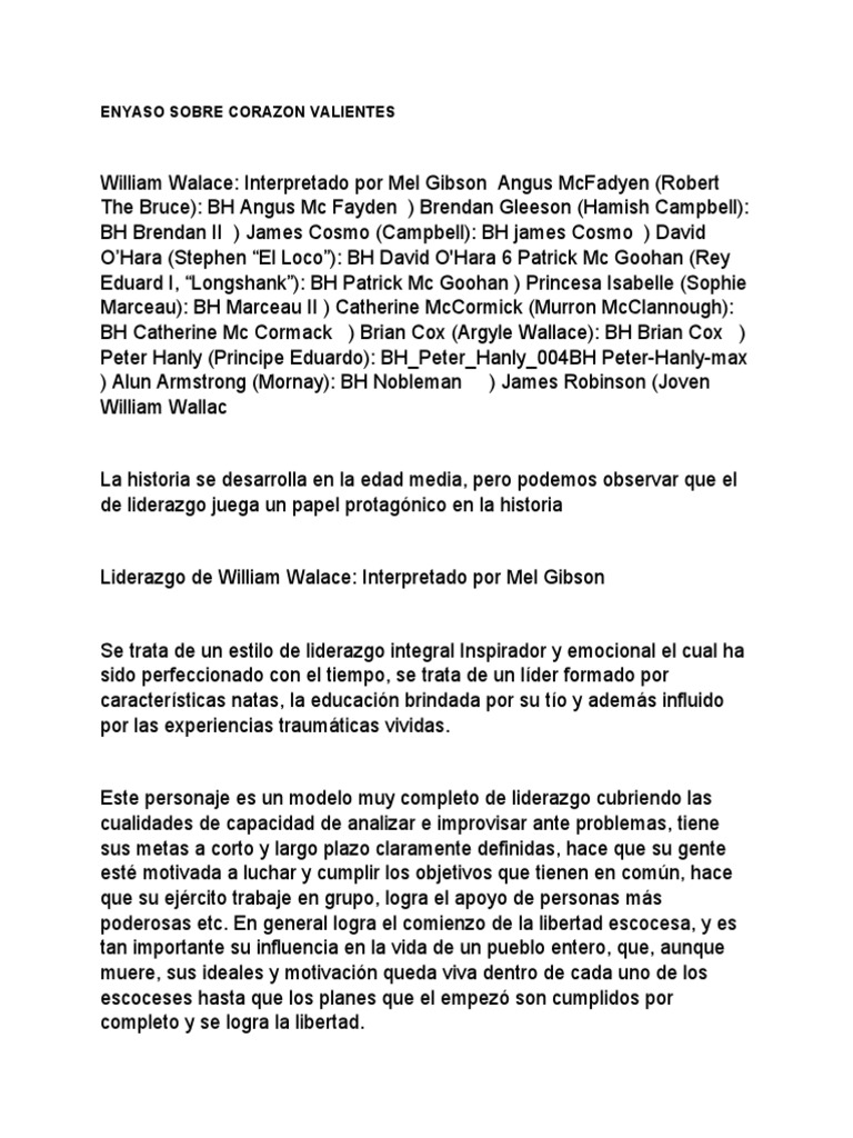 Liderazgo de William Wallace | PDF