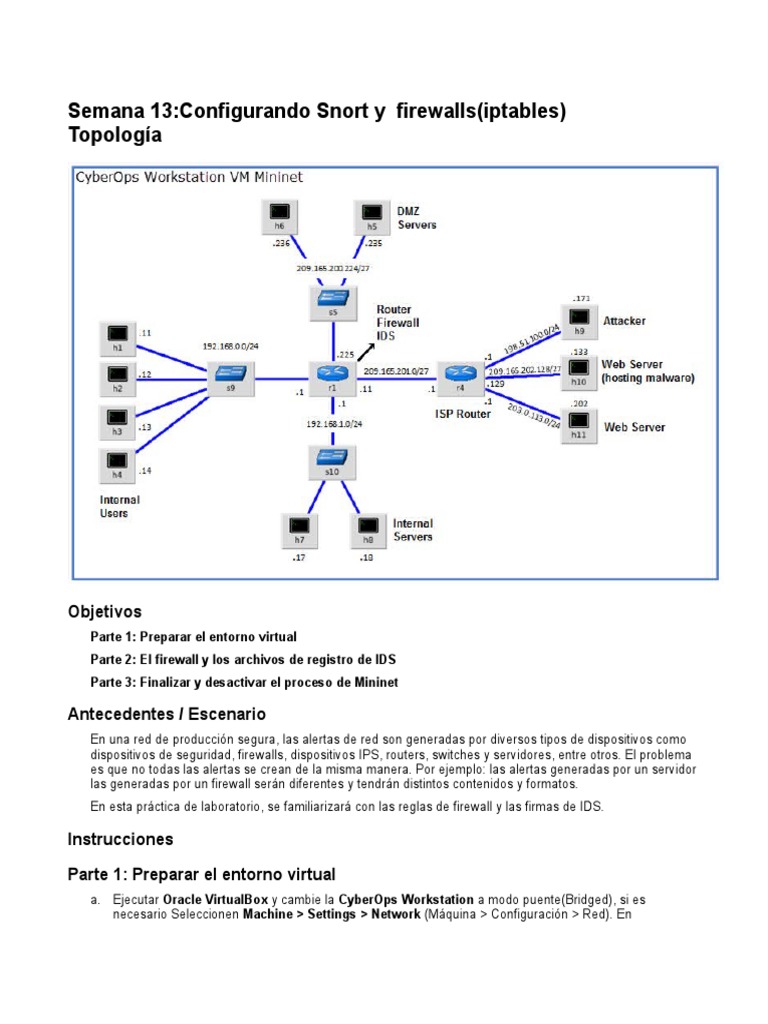 Lab 01 - Snort and Firewall Rules | PDF | Cortafuegos (informática) | Dirección IP