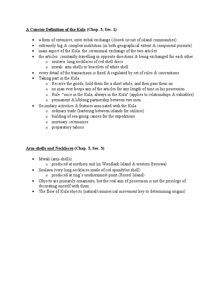 A Concise Definition of The Kula | PDF