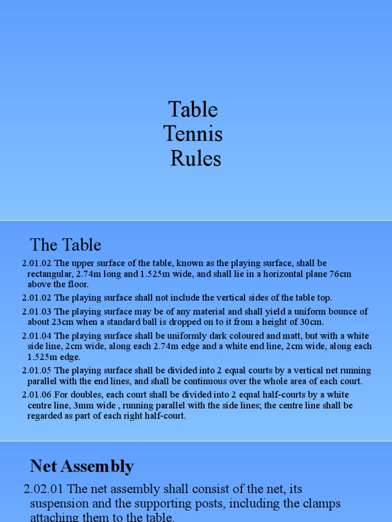 Table Tennis Rules and Regulations | PDF | Natural Rubber | Fibers