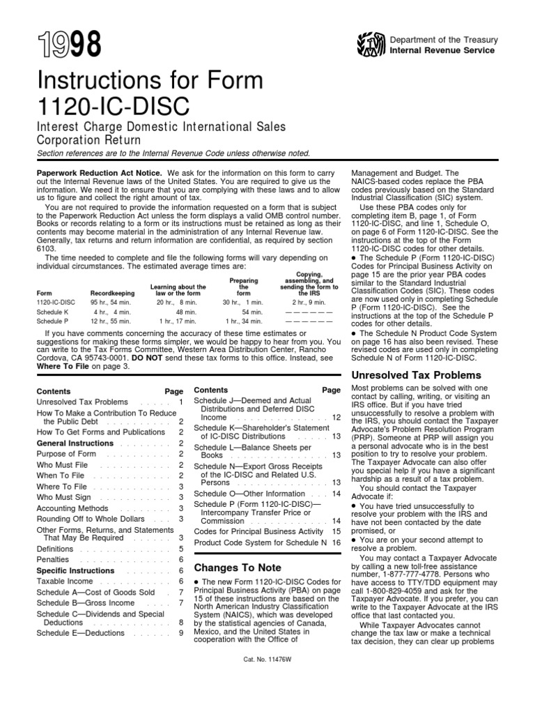 Instructions For Form 1120-IC-DISC: Interest Charge Domestic ...