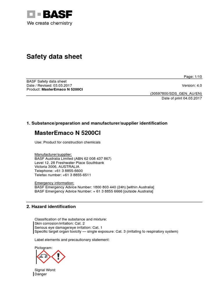 Construction Chemical Safety Guide | PDF | Toxicity | Water