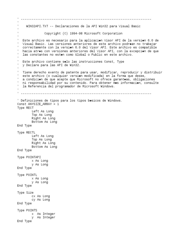 Win 32 Api | PDF | Puntero (Programación de computadora) | Poco