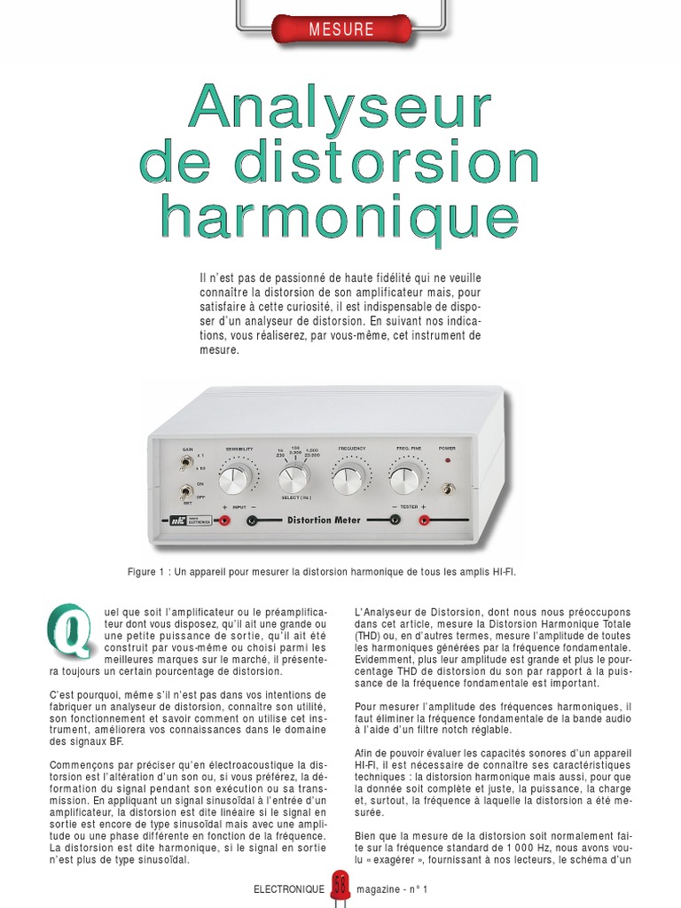 Analyseur de Distorsion Harmonique | PDF | Distorsion (électronique) | Amplificateur électronique
