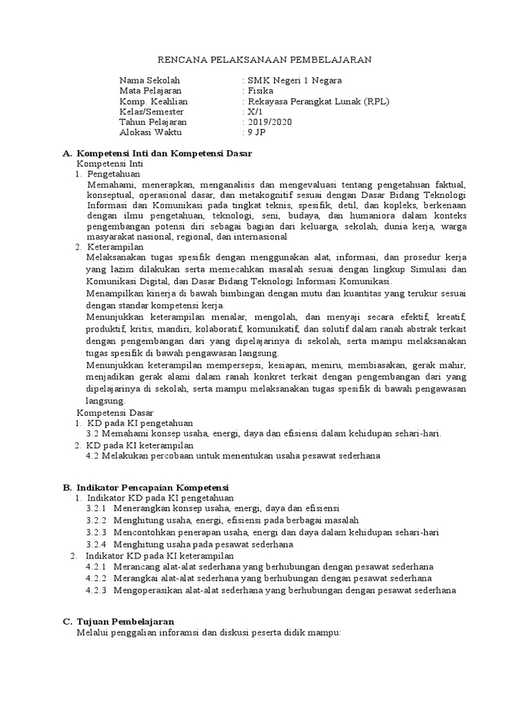 RPP Fisika KD2 New | PDF