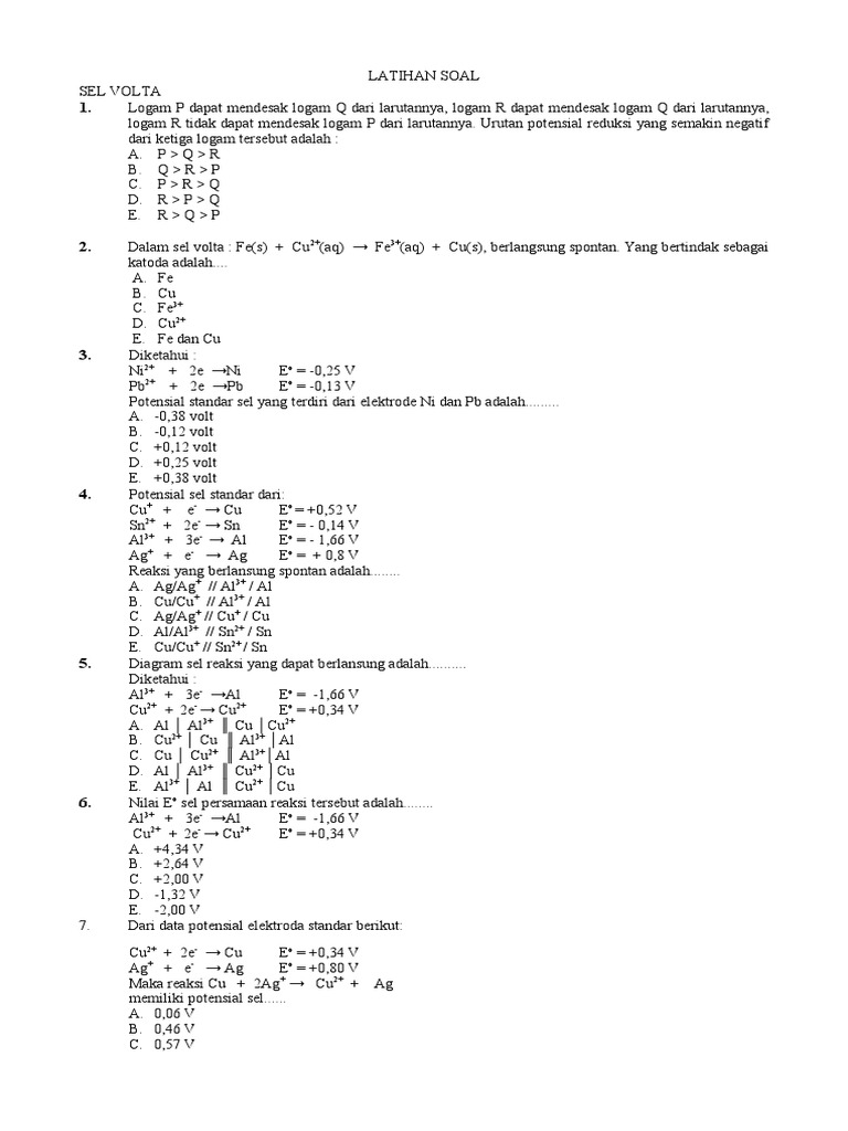 Lat Soal Elektrokimia | PDF