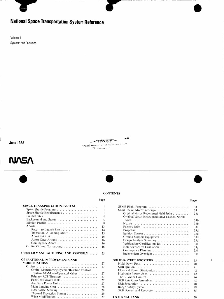 National Space Transportation System Reference Volume 1 Systems and ...