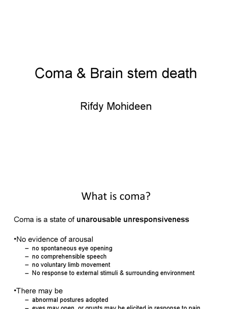 Coma & Brain Stem Death | PDF | Coma | Consciousness