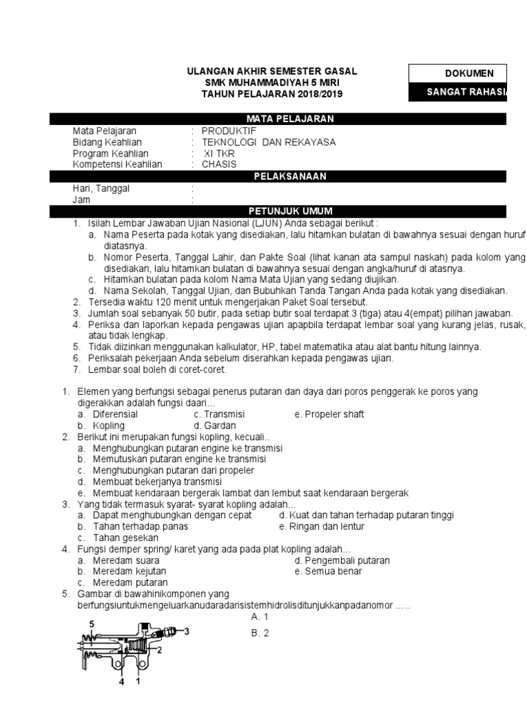Soal TKR 2 Chasis Dwi | PDF
