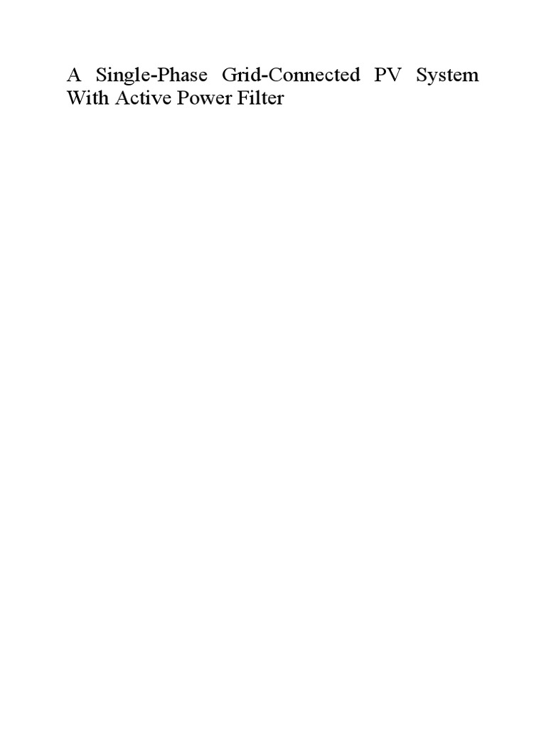 Single-Phase PV System with Active Filter | PDF