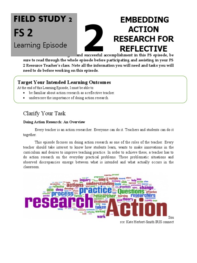 Field Study 2 Learning Episode 2 | PDF | Teachers | Action Research