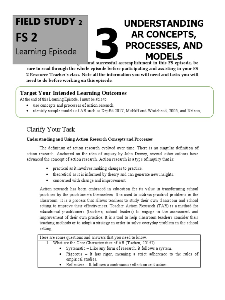 Field Study 2 Learning Episode 3 | PDF | Action Research | Teachers