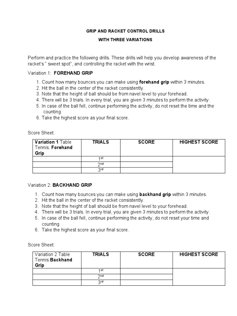 Table Tennis Activity | PDF | Sports Equipment | Games Of Physical Skill